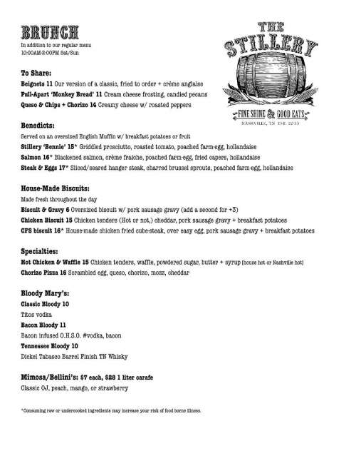 The Stillery menu in Phoenix, Arizona, USA