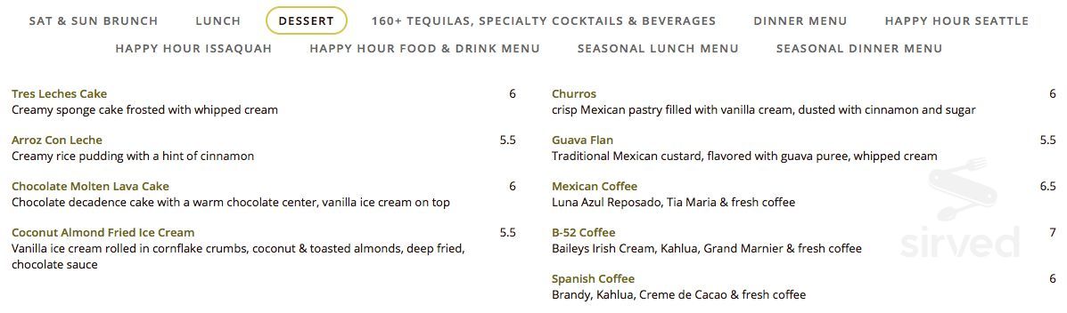 Agave Cocina & Tequila | Issaquah Highlands menu in Issaquah ...