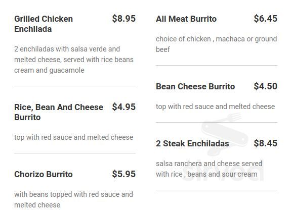 Mr. Salsa's, Inc. menu in Oglesby, Illinois, USA