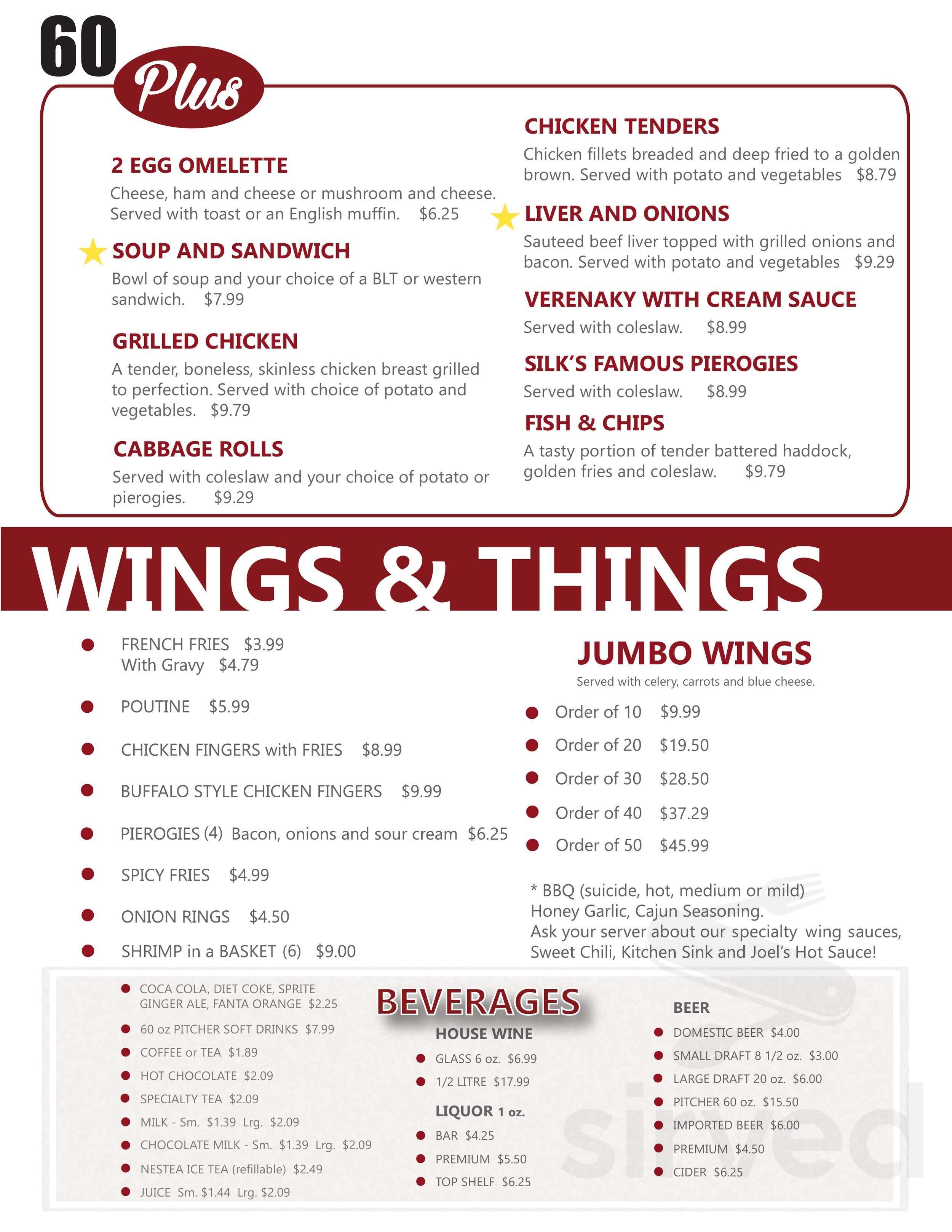 Silks Country Kitchen menus in Virgil, Ontario, Canada