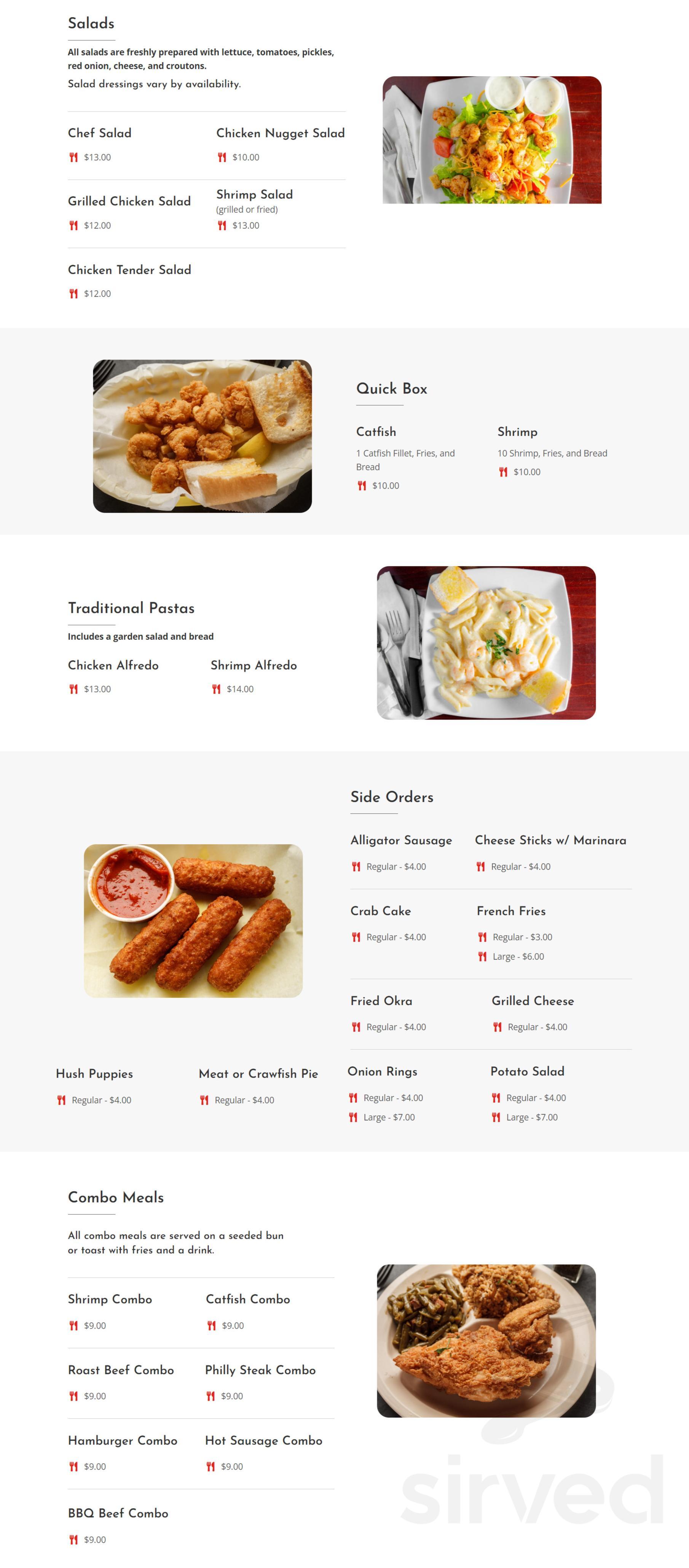 Menu for Williams Seafood & PoBoy in Kenner, Louisiana, United States