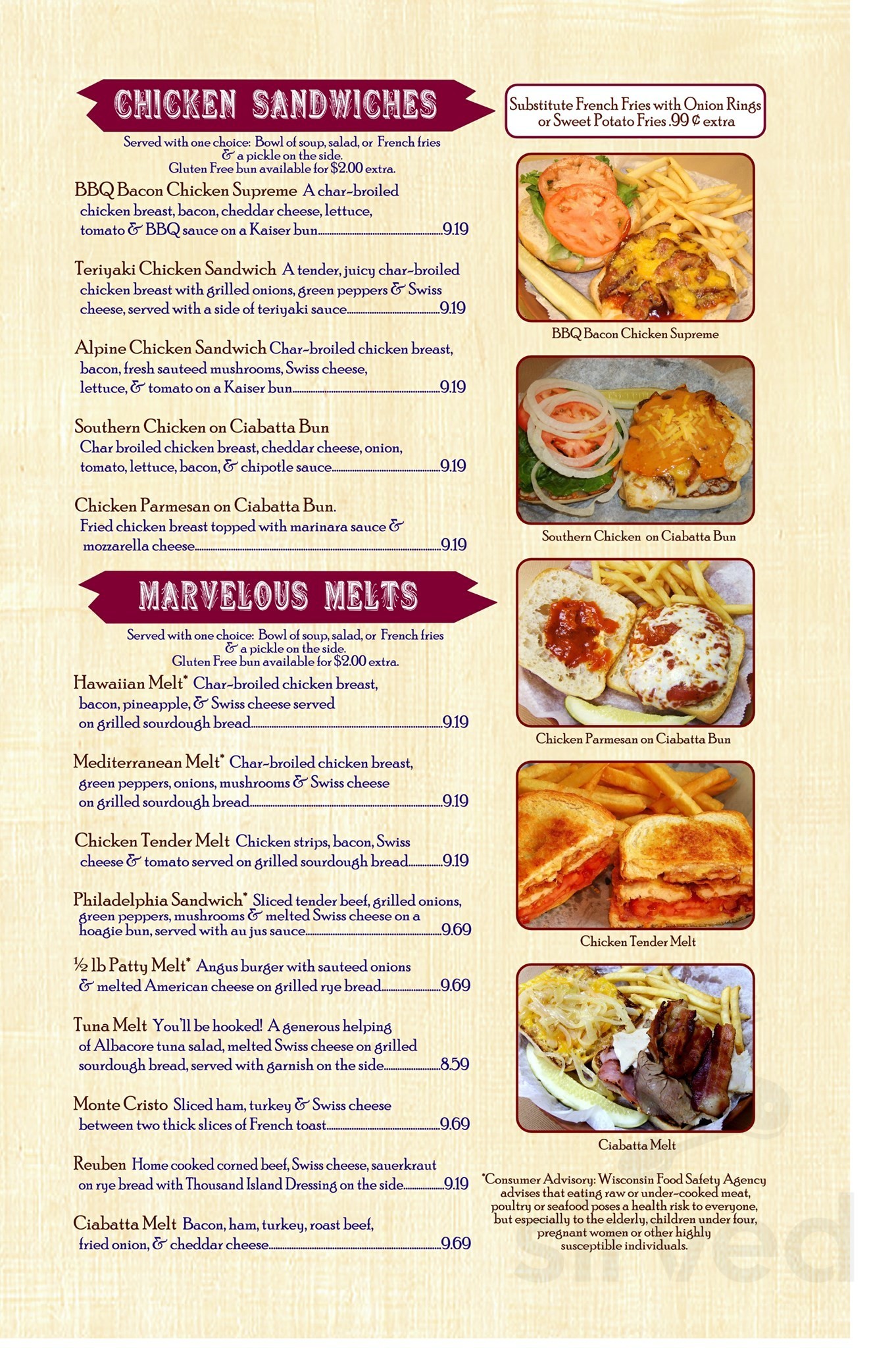Friendship House Family Restaurant menu in Eagle River, Wisconsin, USA