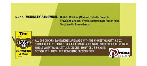 Menu for The 505 Burgers & Wings in Gallup, NM | Sirved