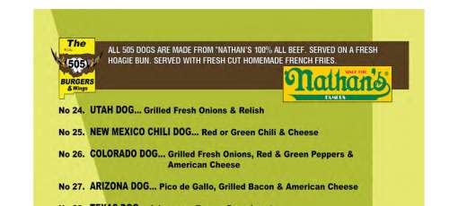 Menu for The 505 Burgers & Wings in Gallup, NM | Sirved