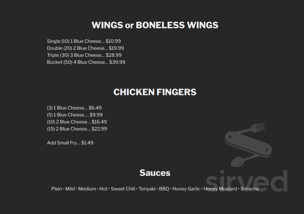 Buffalo Pizza Project menu in North Tonawanda, New York, USA