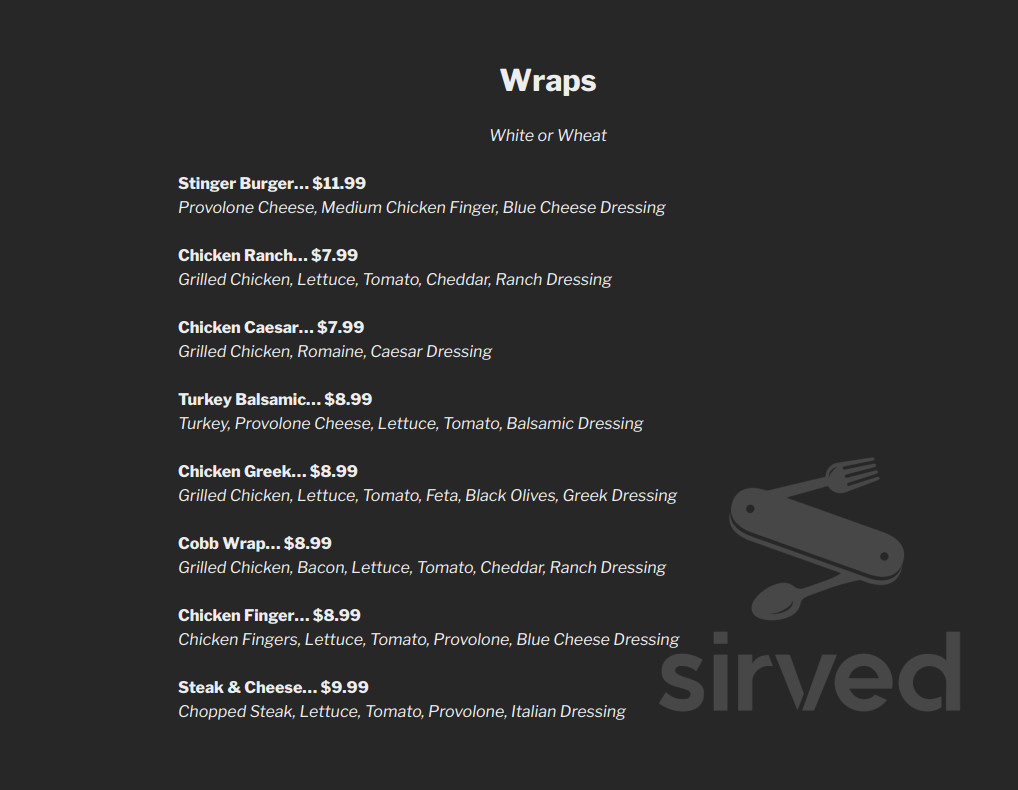 Menu - North Tonawanda NY's Buffalo Pizza Project | Sirved