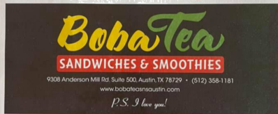 Menu for Boba Tea Sandwiches & Smoothies in Austin, TX | Sirved