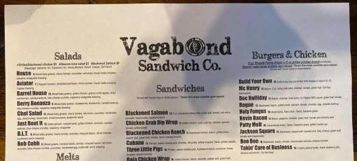 Menu for Vagabond Sandwich Company in Bel Air, MD | Sirved