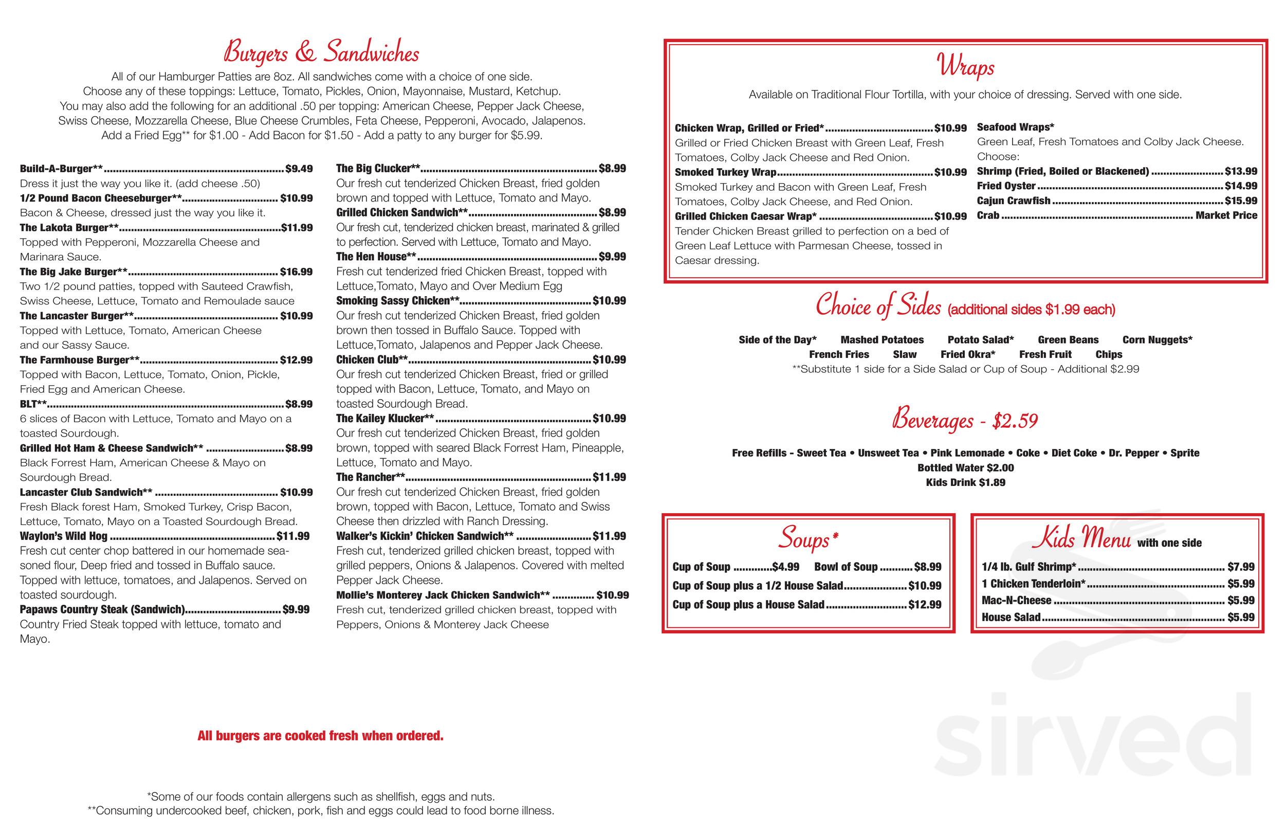 Lancaster’s menus in Ocean Springs, Mississippi, United States