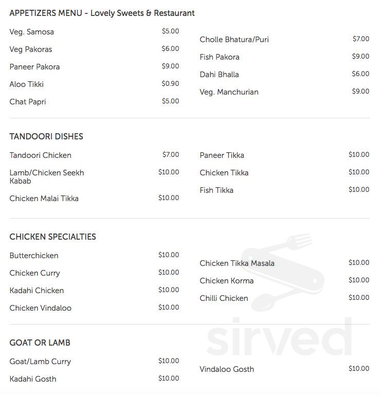 Lovely Sweets menu in Calgary, Alberta, Canada