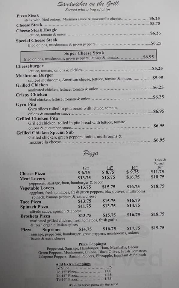 Zeno's Italian Restaurant menus in Troy, North Carolina, United States