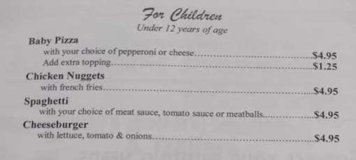 Menu for Zeno's Italian Restaurant in Troy, NC | Sirved