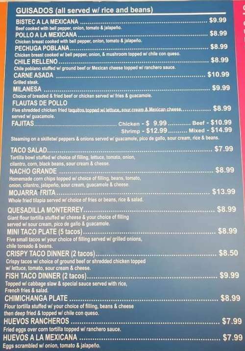 El Taco Shop menu in Mocksville, North Carolina, USA