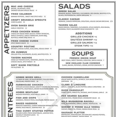 Hobbs Tavern & Brewing Company menu in West Ossipee, New Hampshire, USA