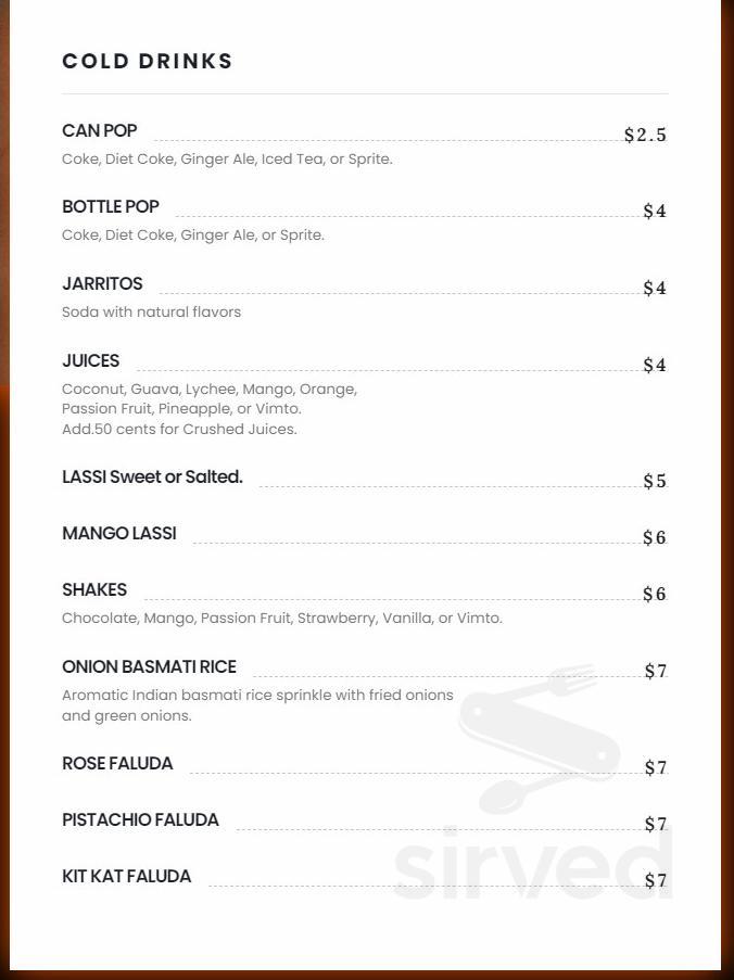 CHUMA'S BBQ & STREET FOOD menu in Calgary, Alberta, Canada