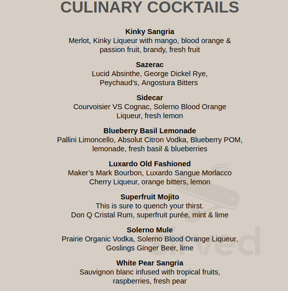 Porter Creek Hardwood Grill menu in Fargo, North Dakota, USA