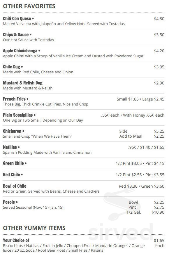 Stufy's Restaurants menus in Albuquerque, New Mexico, United States