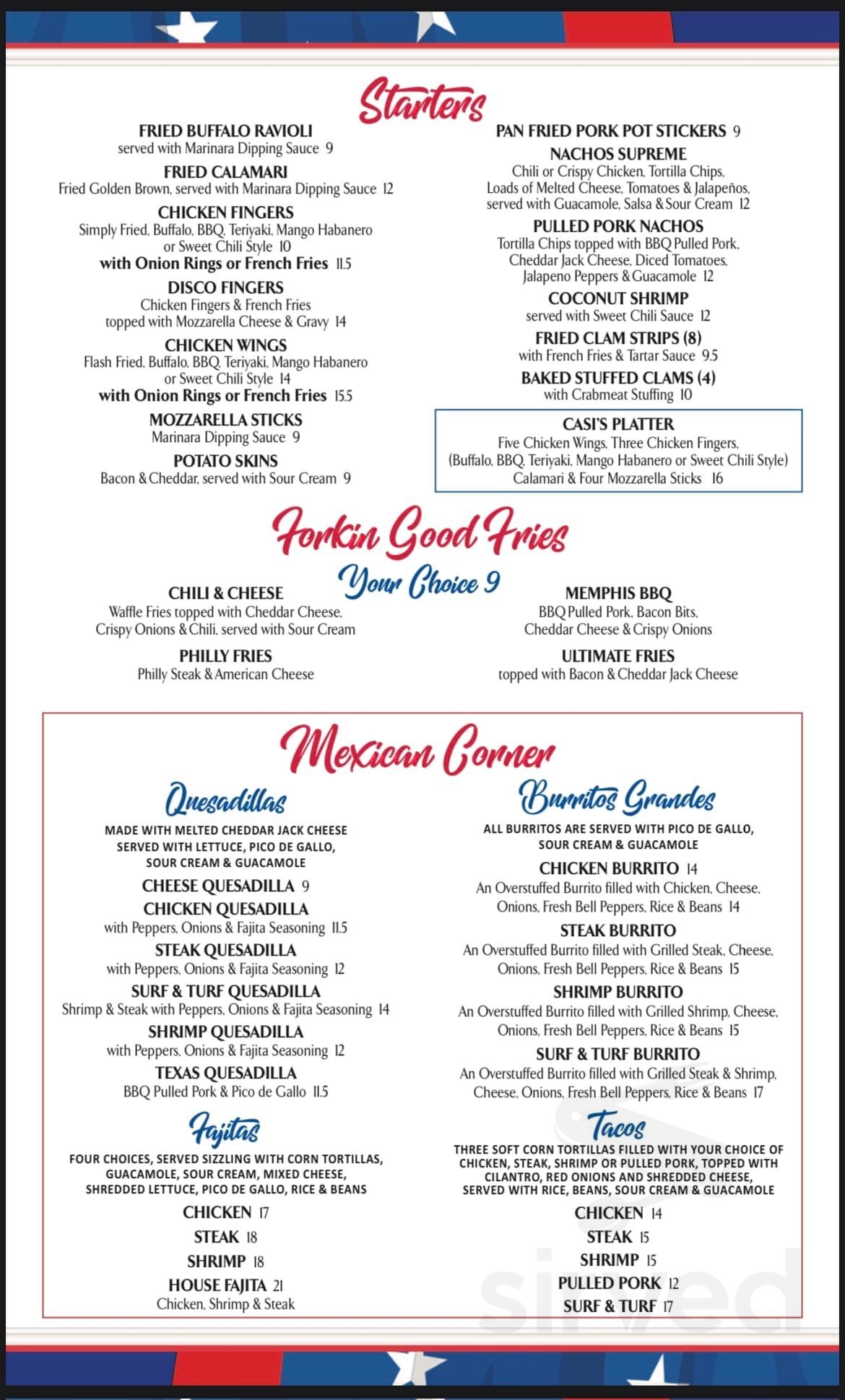 Casi's Family Diner And Restaurant menu in Liberty, New York, USA