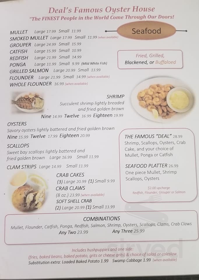 Deals Famous Oyster House LLC menus in Perry, Florida, United States