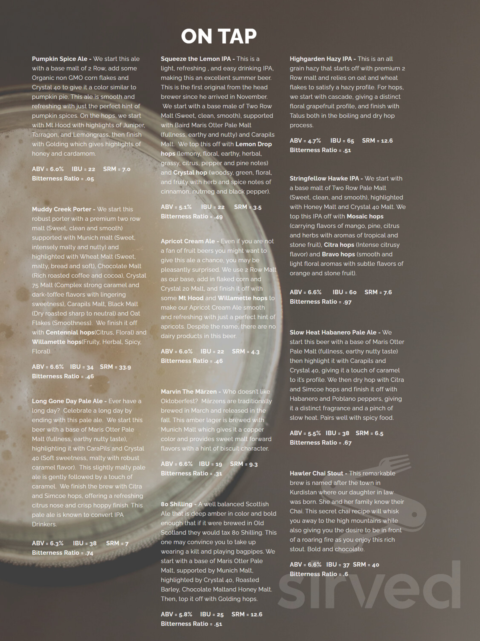 Barn Door Brewing menu in Dundee, Oregon, USA