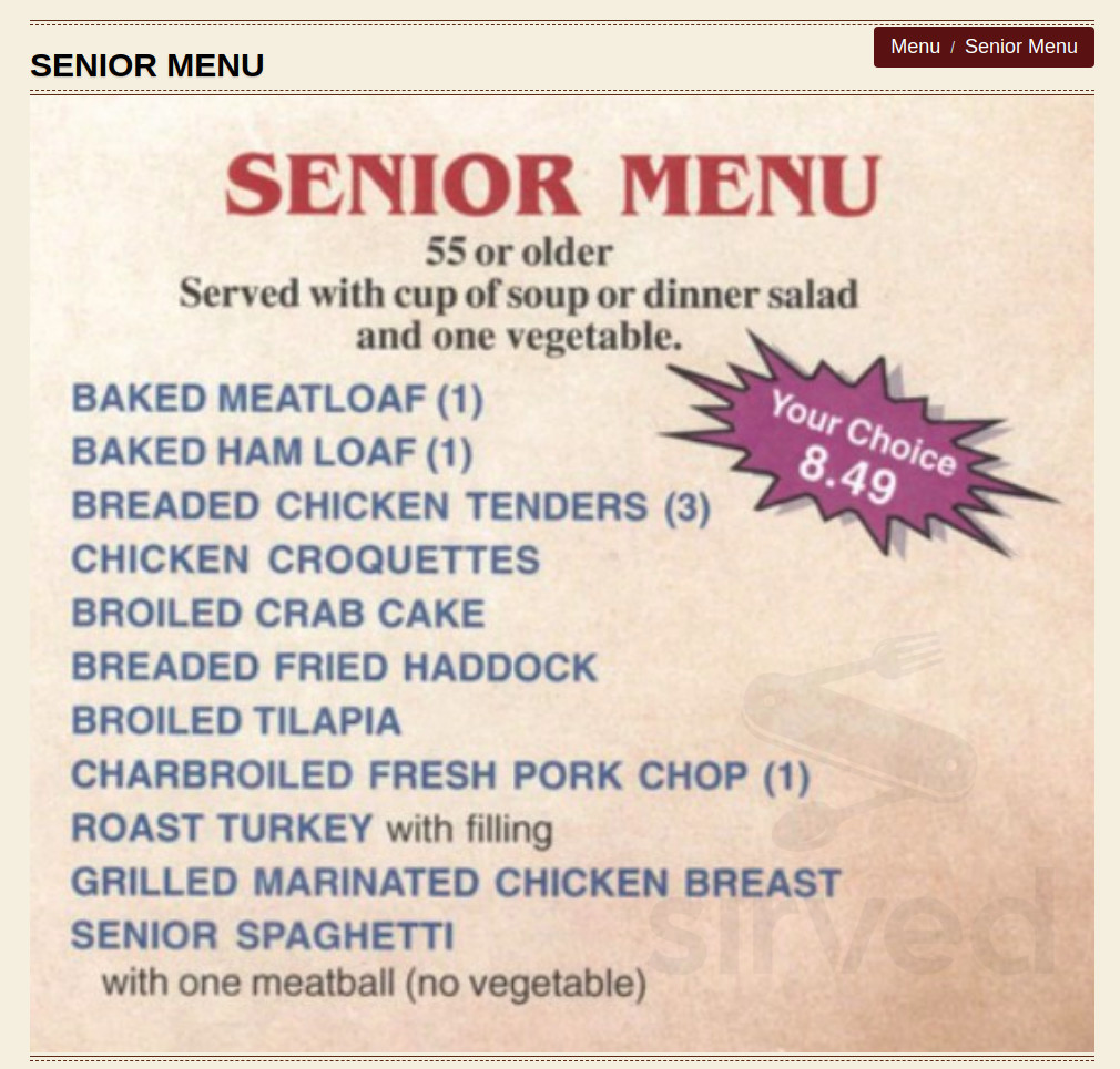Centerville Diner menu in Lancaster, Pennsylvania, USA