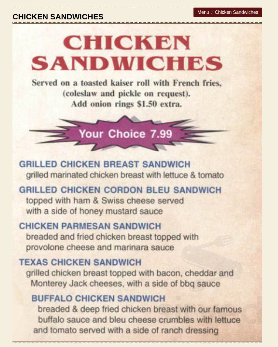 Centerville Diner menu in Lancaster, Pennsylvania, USA