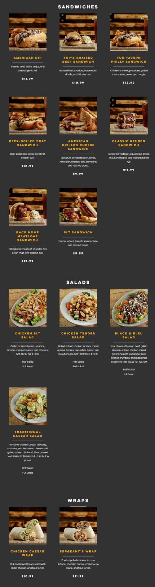 Semper Fi Bar & Grille menu in Woodstock, Georgia, USA