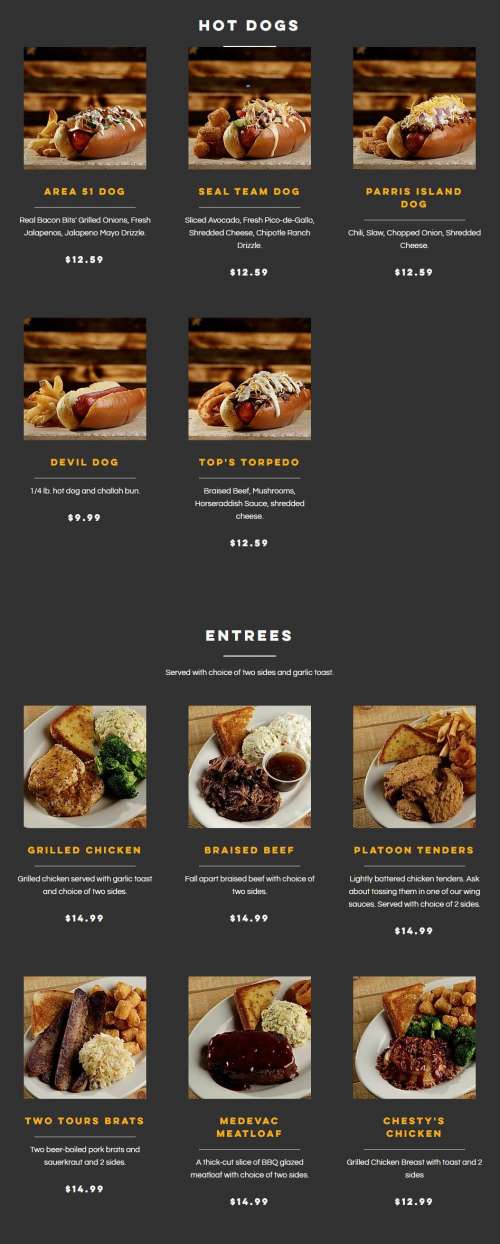 Semper Fi Bar & Grille menu in Woodstock, Georgia, USA