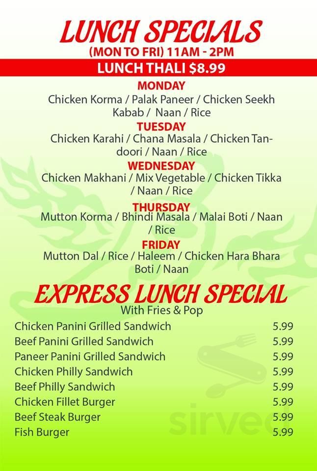 Menu - Chicago IL's Indo-Pak Grill | Sirved
