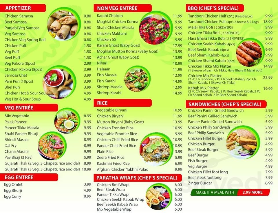 Menu - Chicago IL's Indo-Pak Grill | Sirved