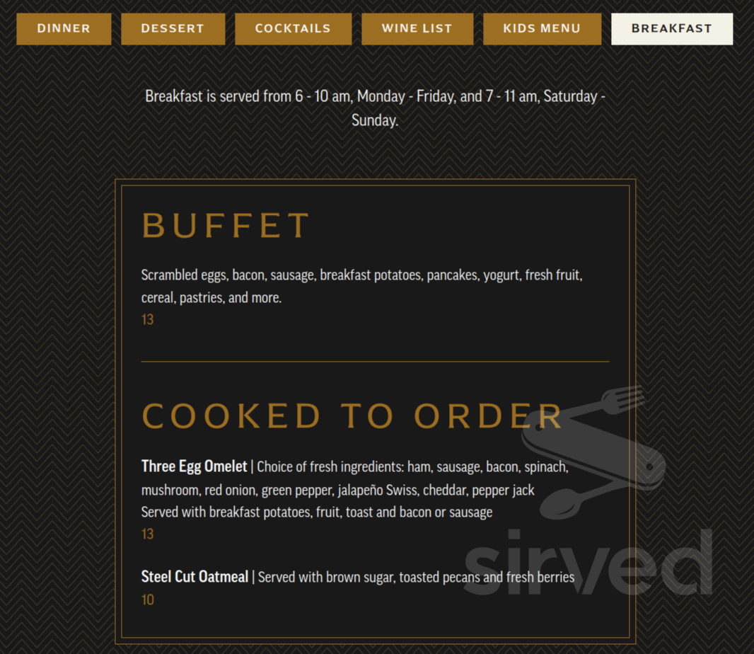 Menu for Van Acre in Wausau, WI | Sirved