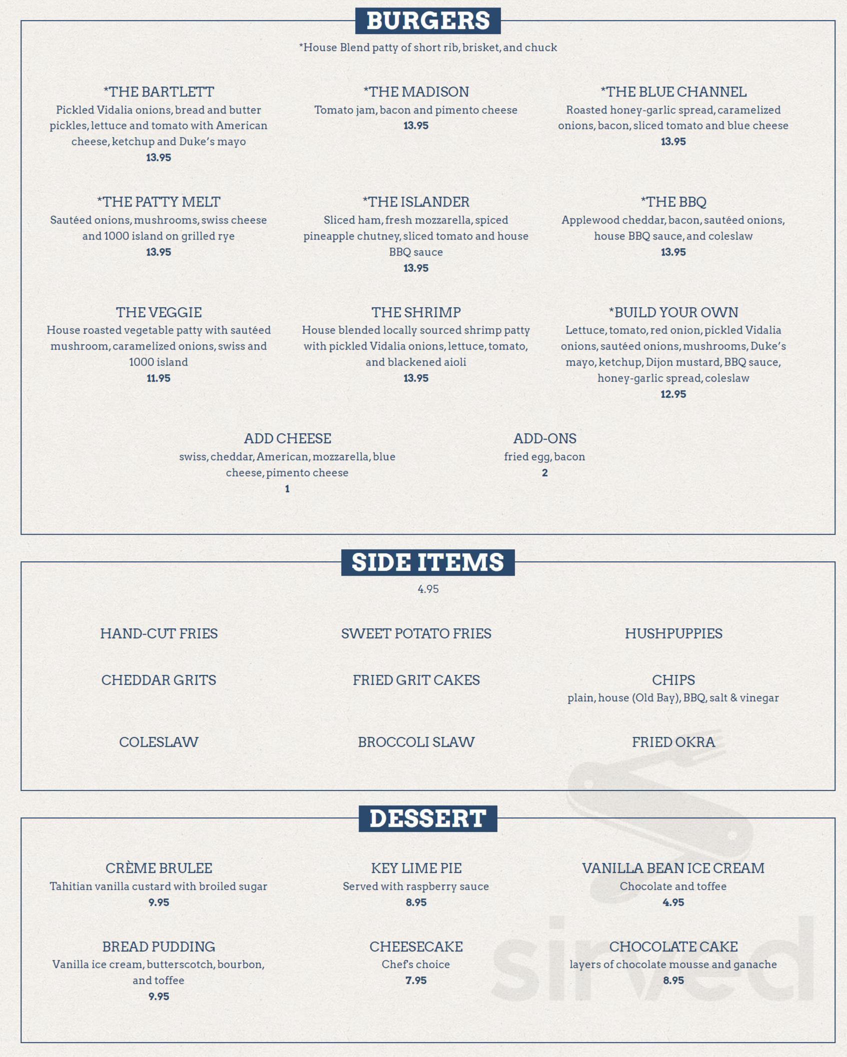 Morgan River Grill menu in St Helena Island, South Carolina, USA