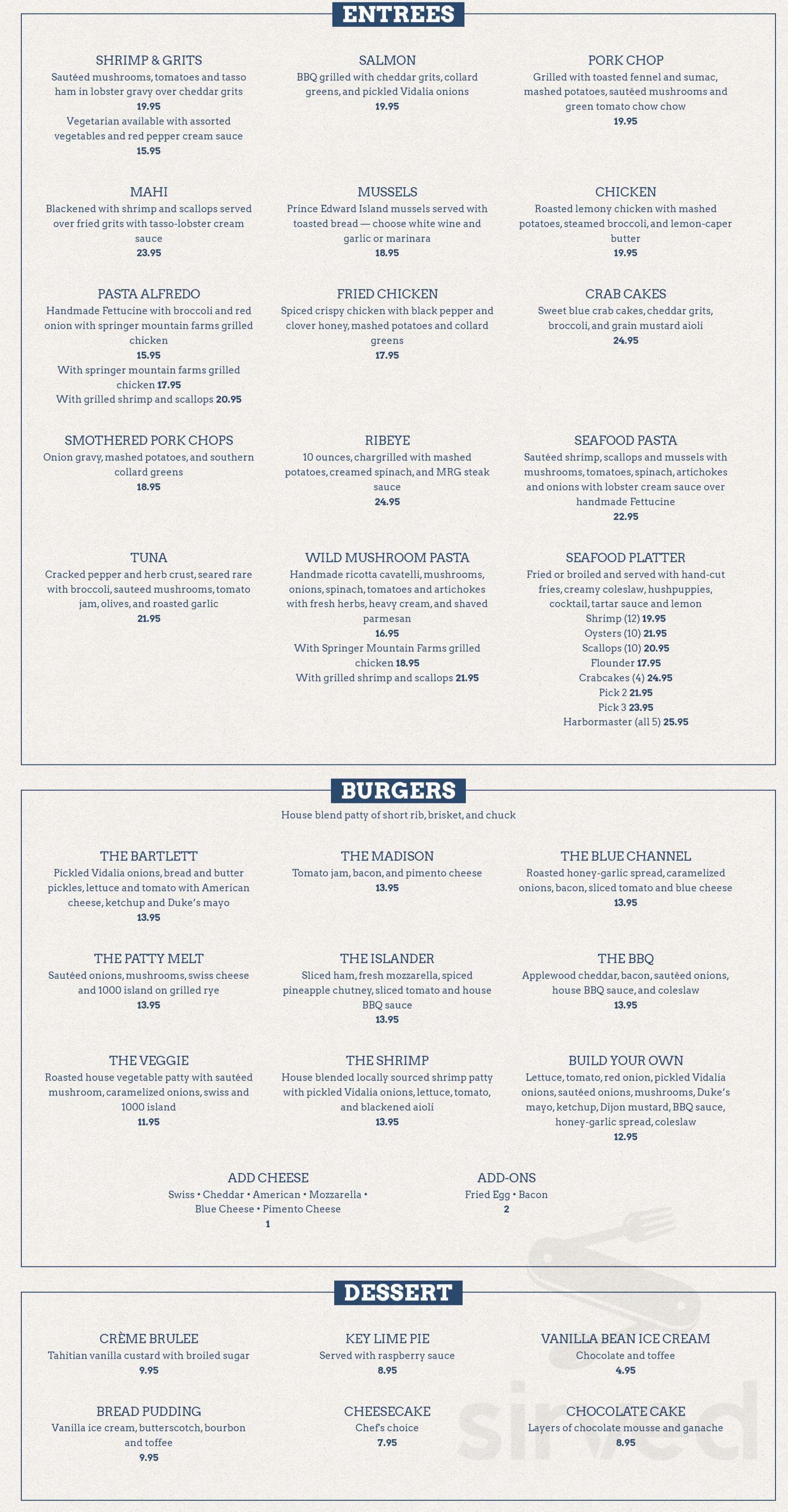 Morgan River Grill menu in St Helena Island, South Carolina, USA