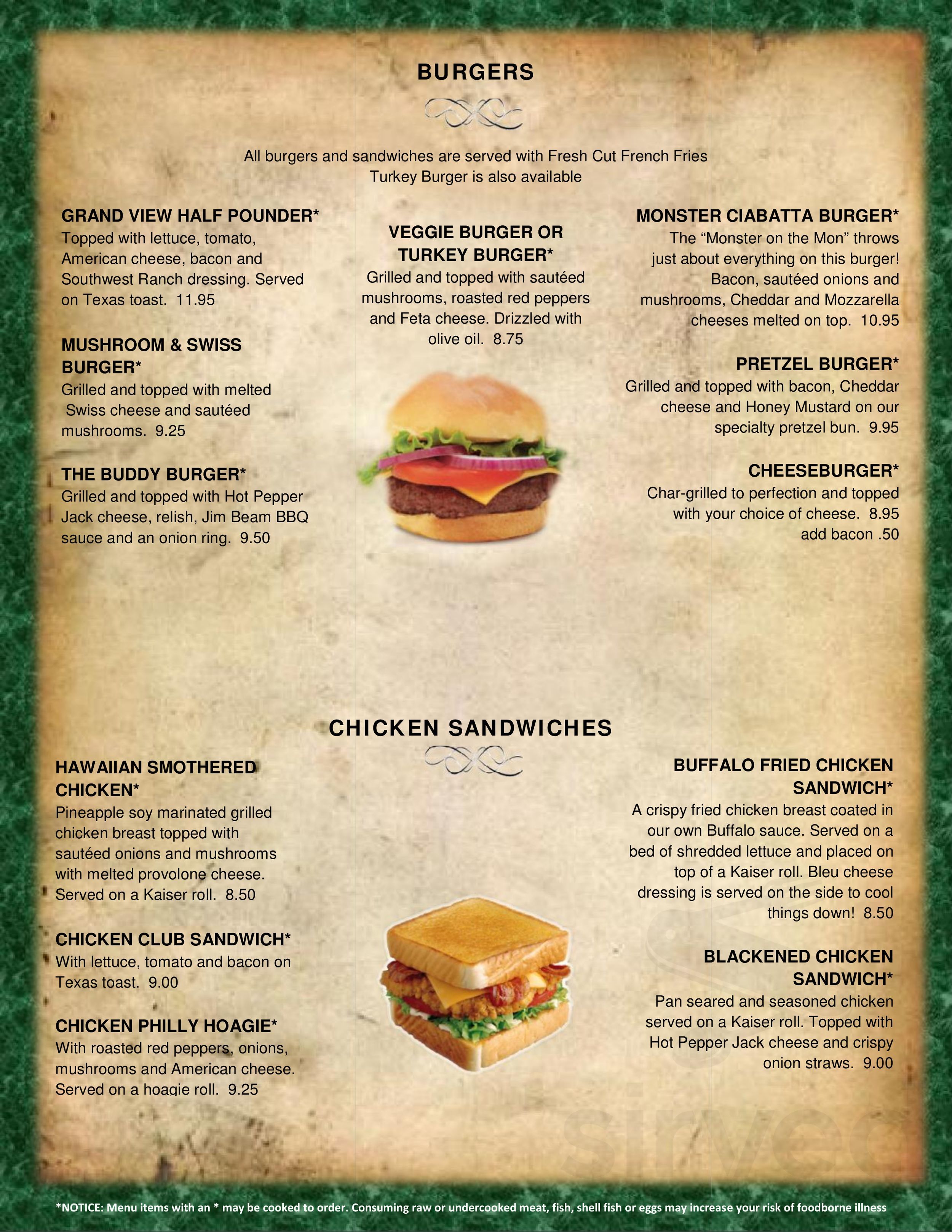 Restaurant at Grand View menu in Braddock, Pennsylvania, USA