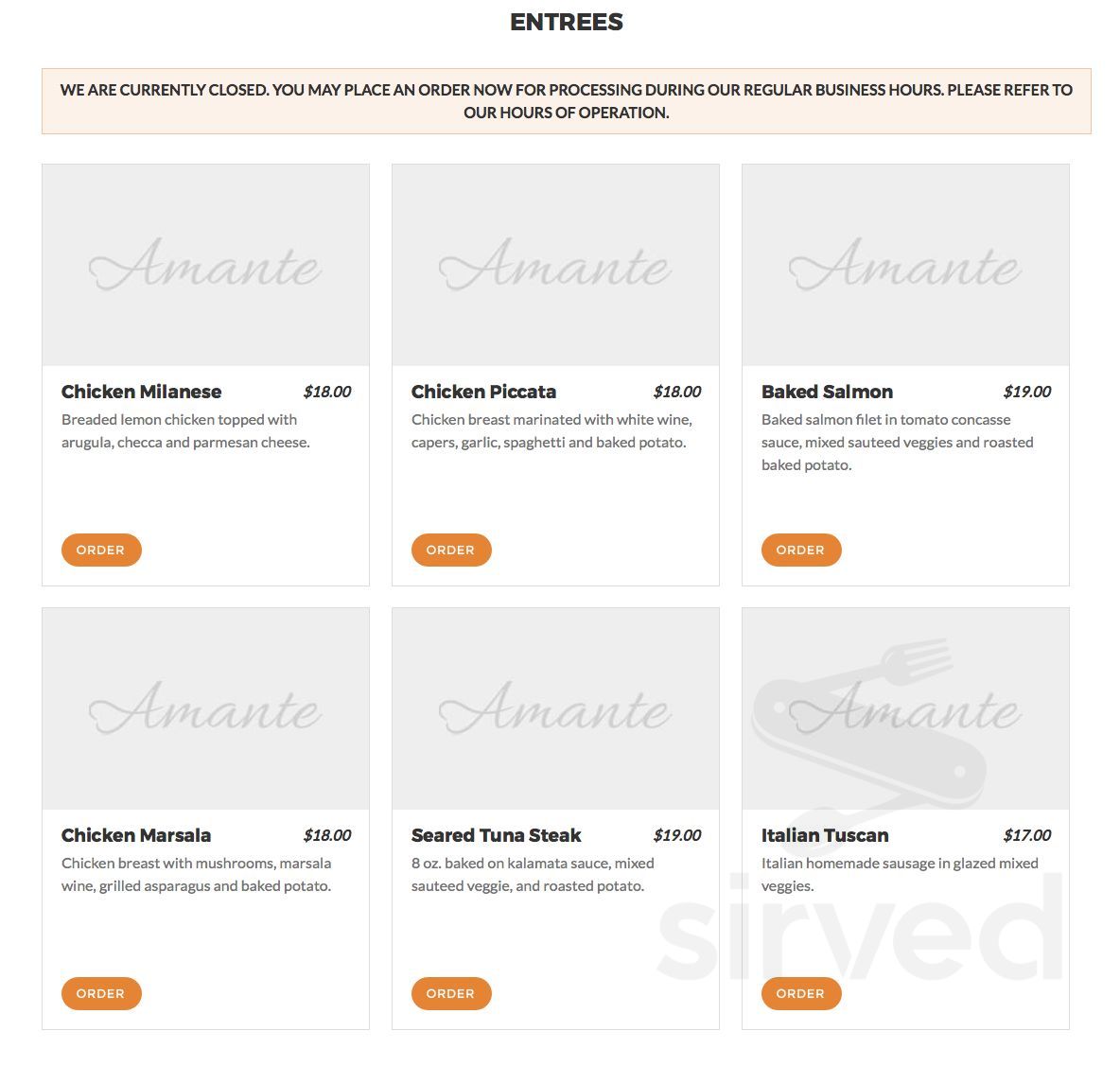 Menu - Kent WA's Amante Pizza and Pasta - Kent | Sirved