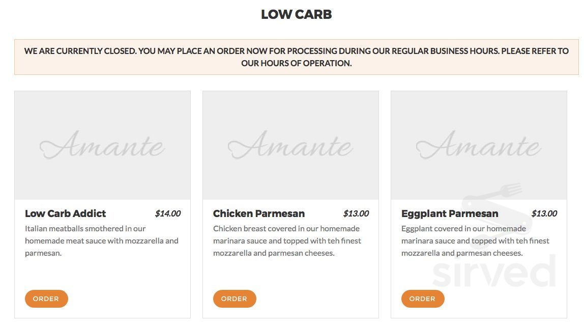 Amante Pizza and Pasta - Kent menu in Kent, Washington, USA