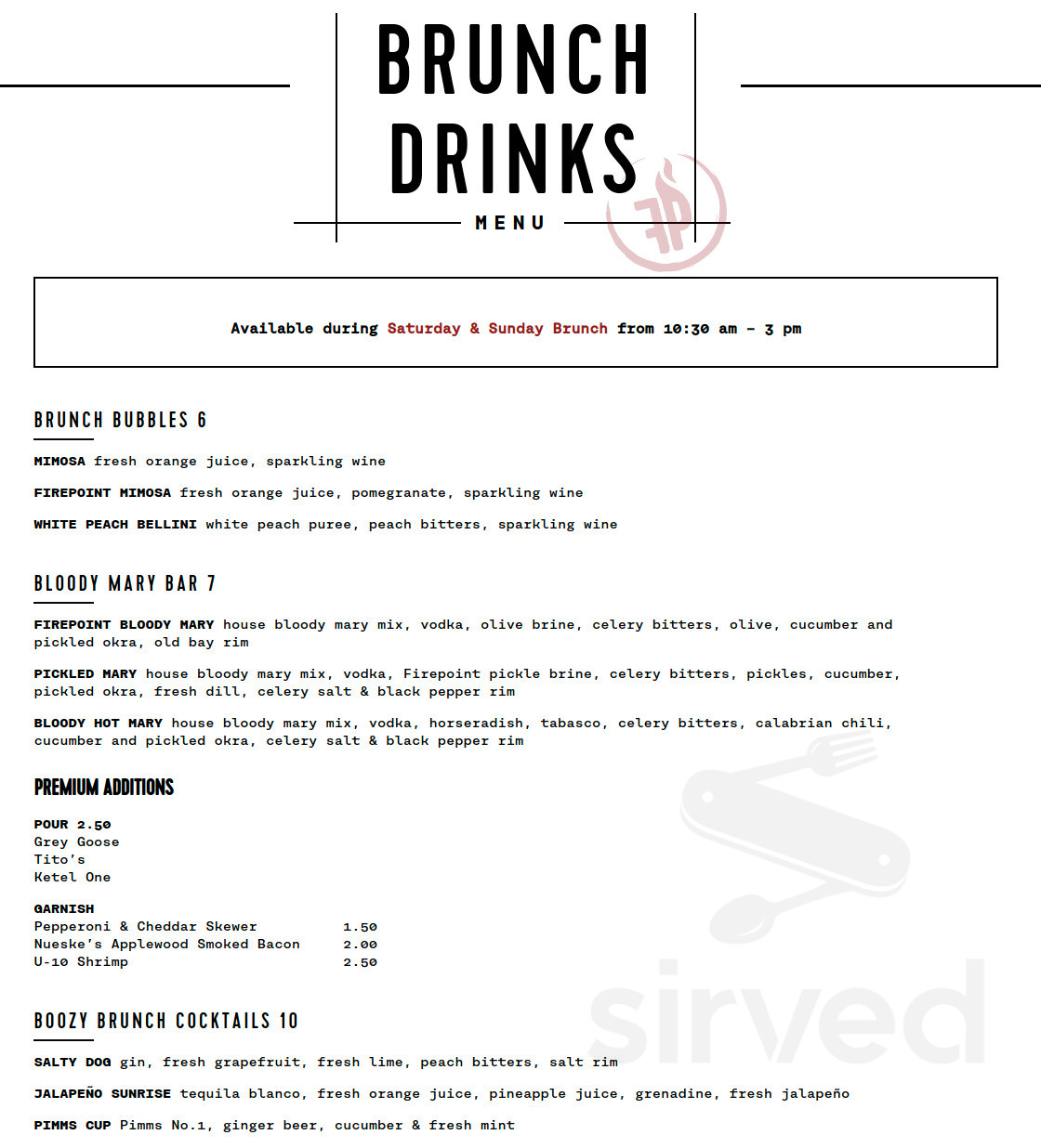 Firepoint Grill menu in Newtown Square, Pennsylvania, USA