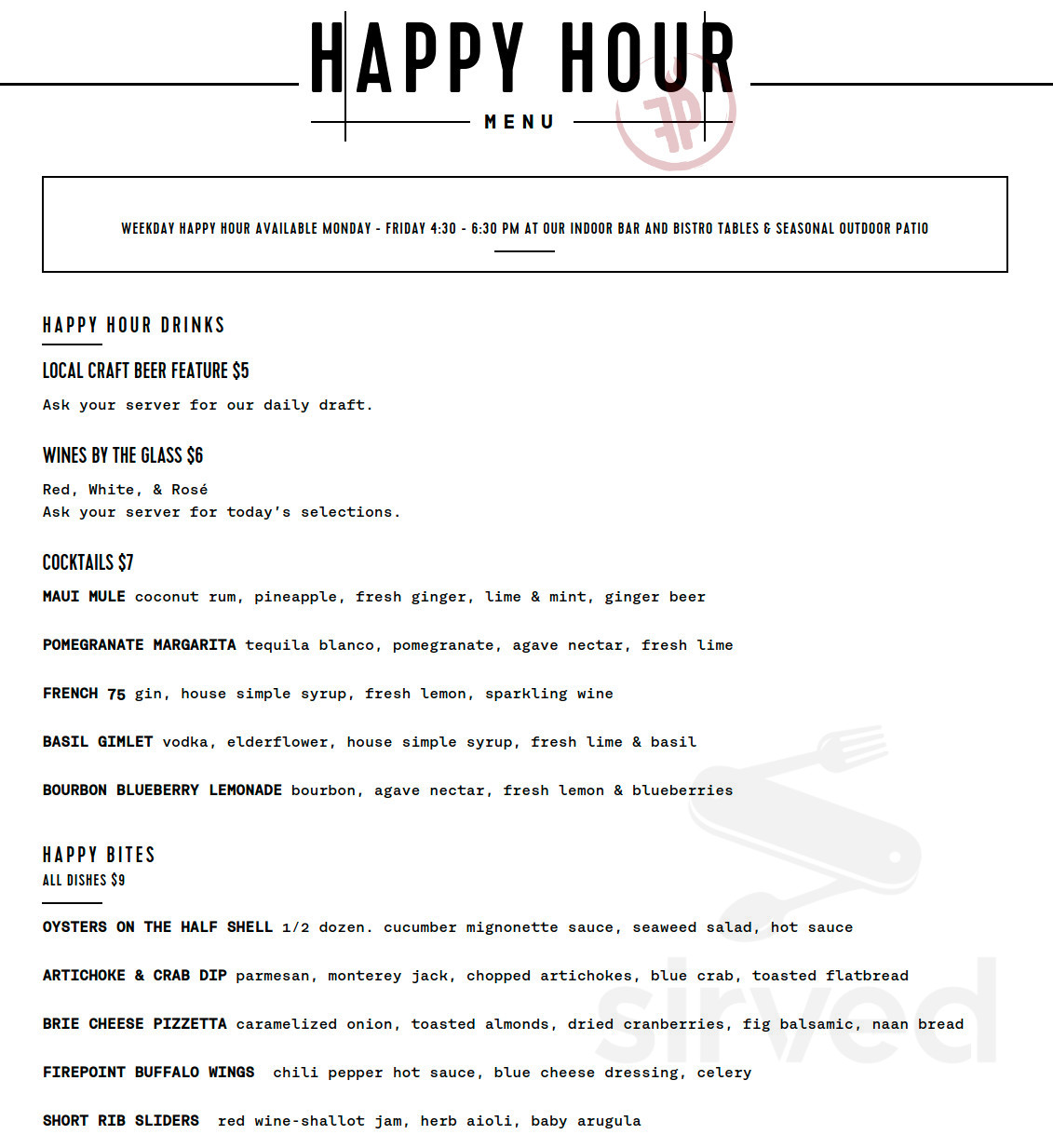 Firepoint Grill menu in Newtown Square, Pennsylvania, USA