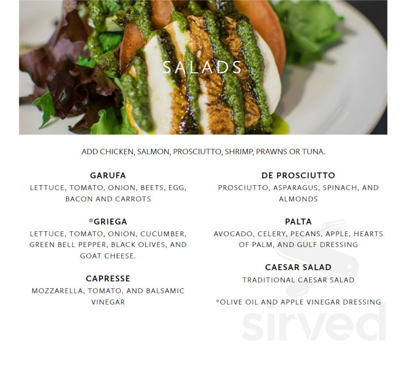 Garufa menu in El Paso, Texas, USA