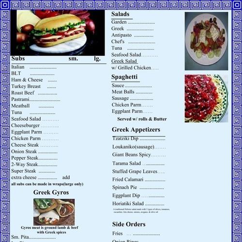 Taso's Euro Cafe menu in Norwood, Massachusetts, USA
