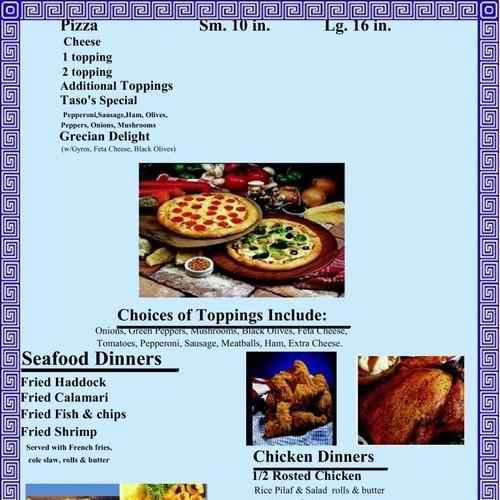 Taso's Euro Cafe menu in Norwood, Massachusetts, USA