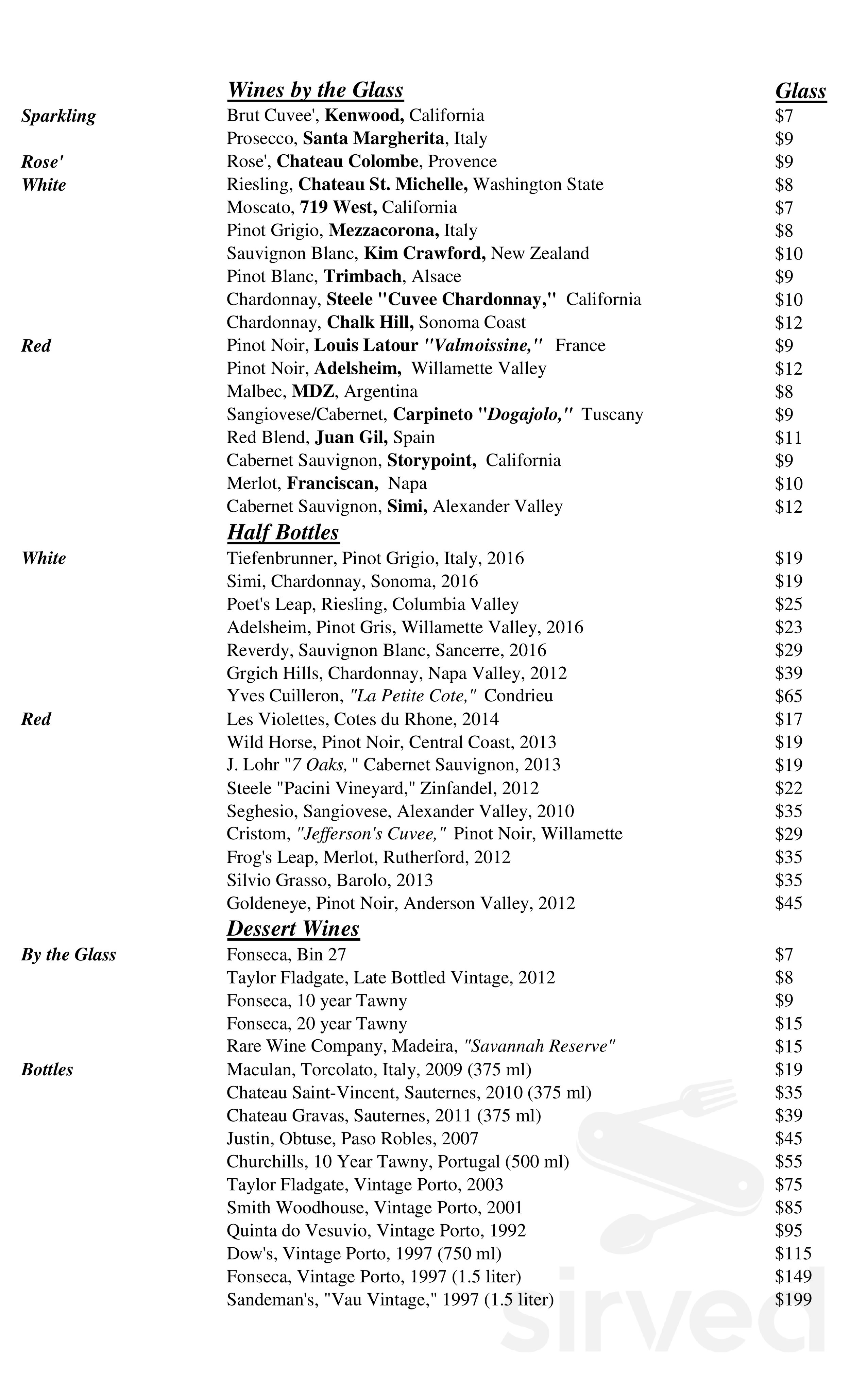 Saluda's Restaurant menus in Columbia, South Carolina, United States
