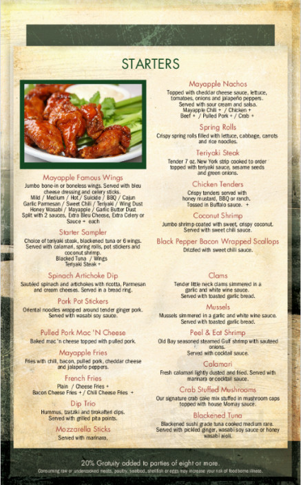 Menu - Carlisle PA's Fiddler's Bar and Grill | Sirved