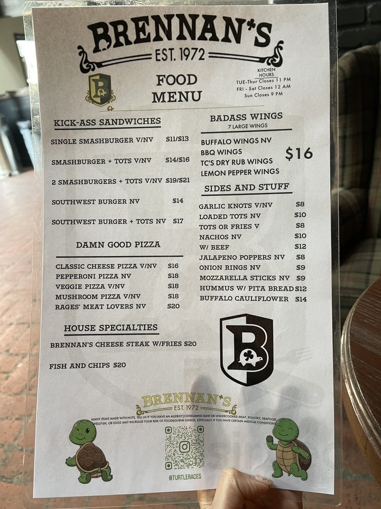 Brennan's menu in Marina Del Rey, California, USA