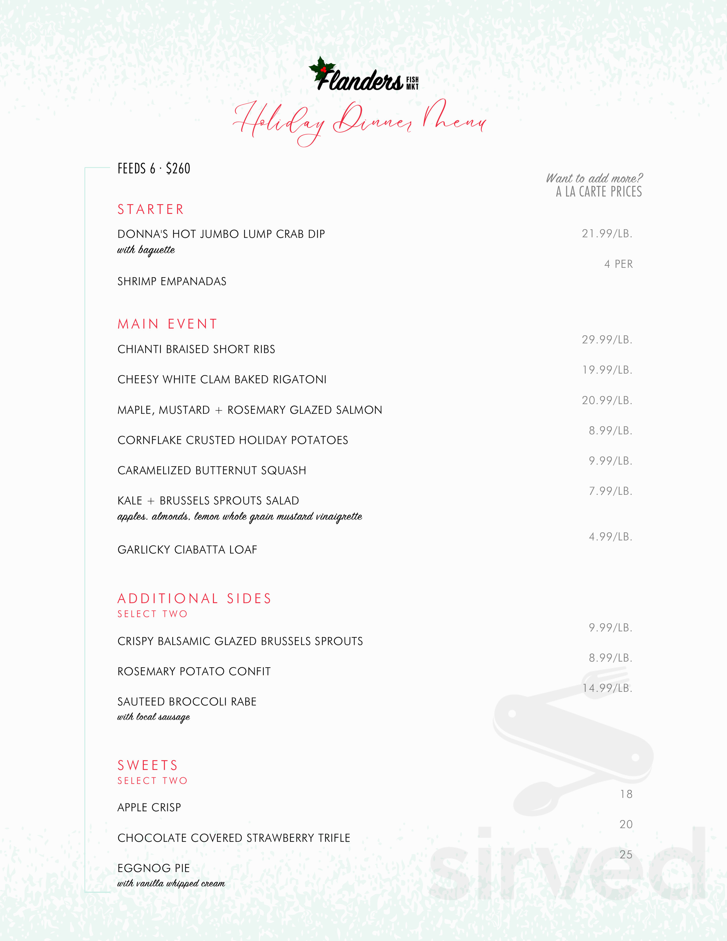Menu - East Lyme CT's Flanders Fish Market & Restaurant | Sirved