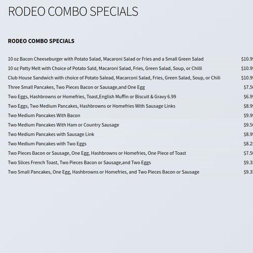 Rodeo Coffee Shop menu in Clovis, California, USA