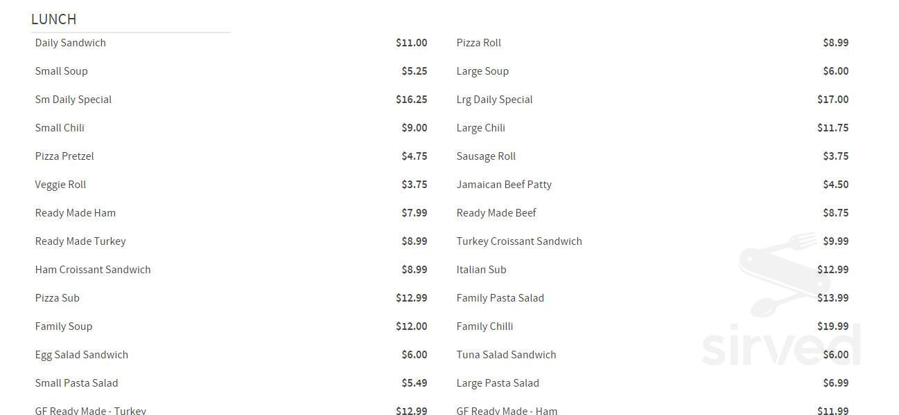 Menu - Golden BC's Golden Bakery & Deli | Sirved