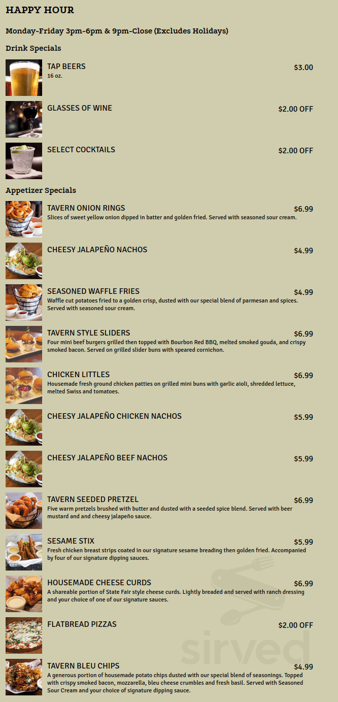 The Tavern Grill menus in Fargo, North Dakota, United States