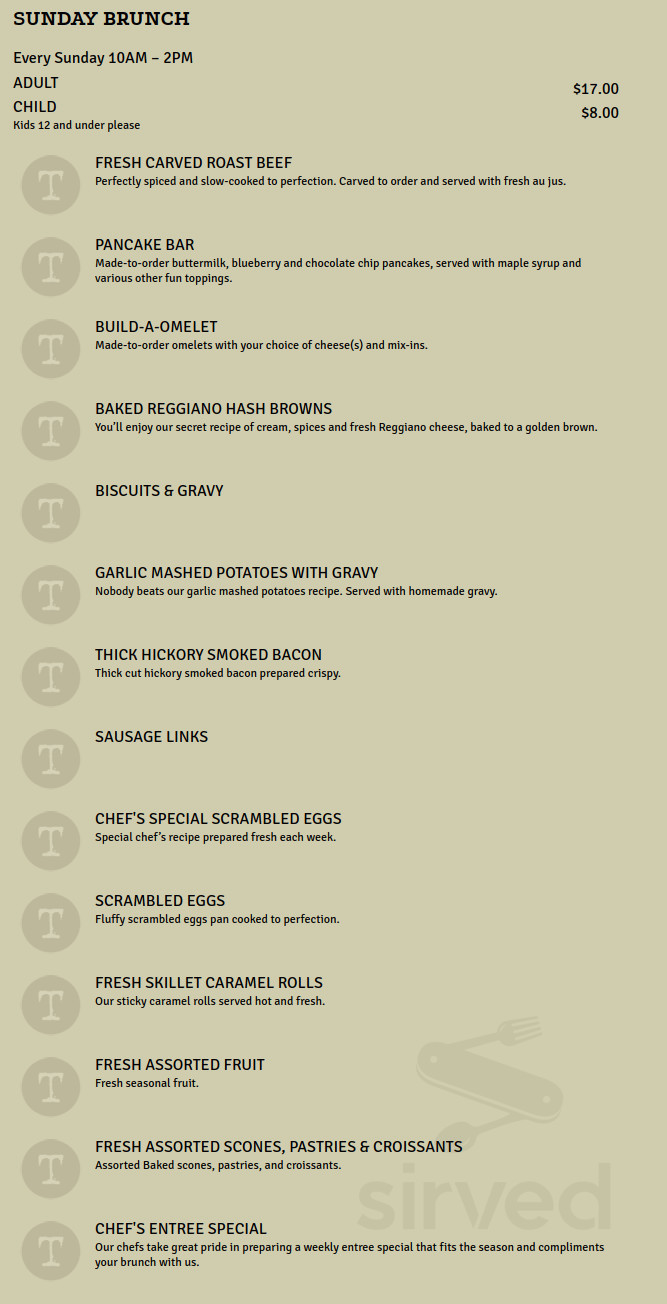 The Tavern Grill menus in Apple Valley, Minnesota, United States