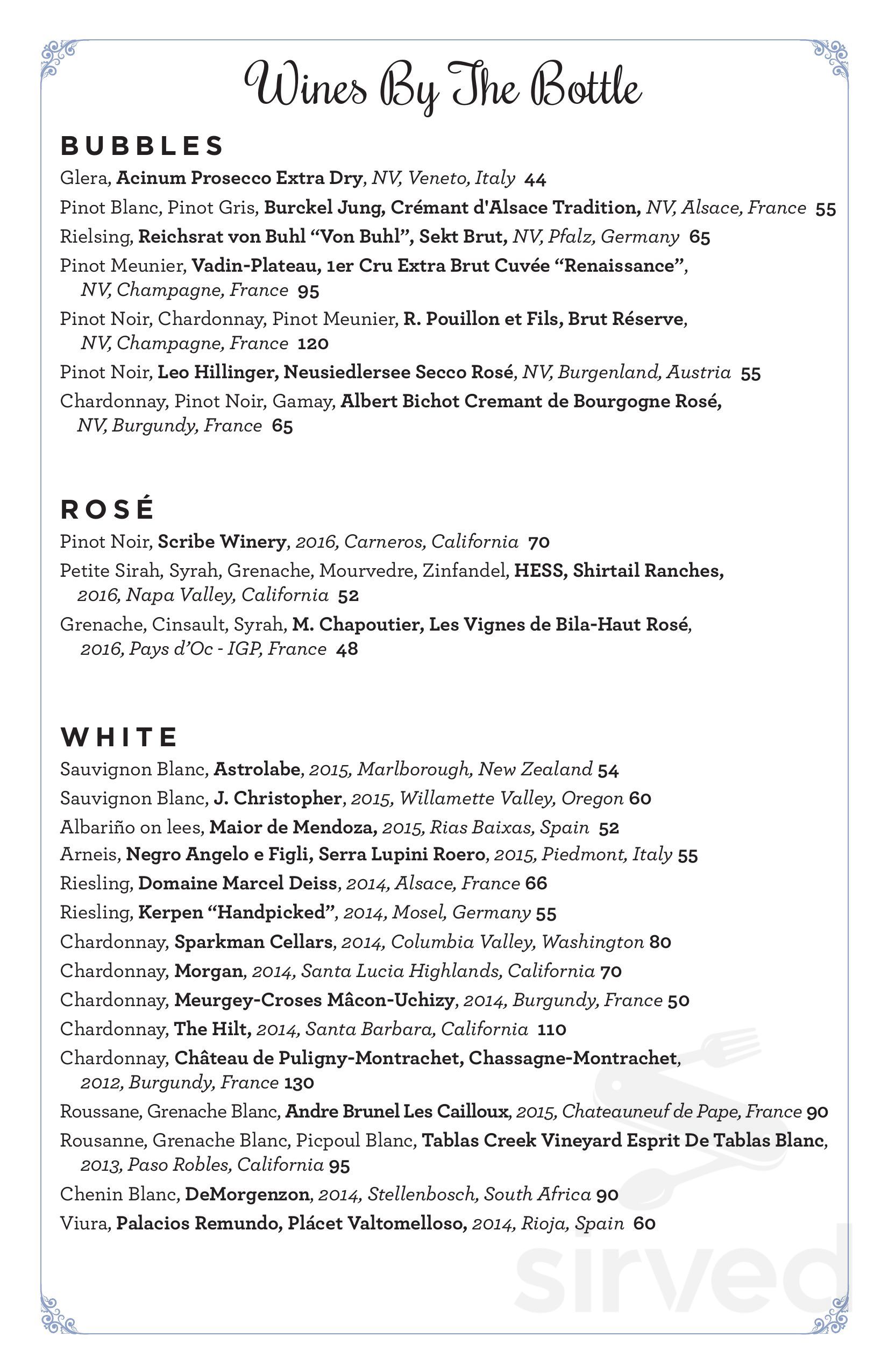 Blue Door Kitchen & Garden menu in Chicago, Illinois, USA